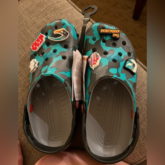 CROCS | Shoes | Nwt Star Wars Mandalorian Black And Blueish Grey Crocs ...